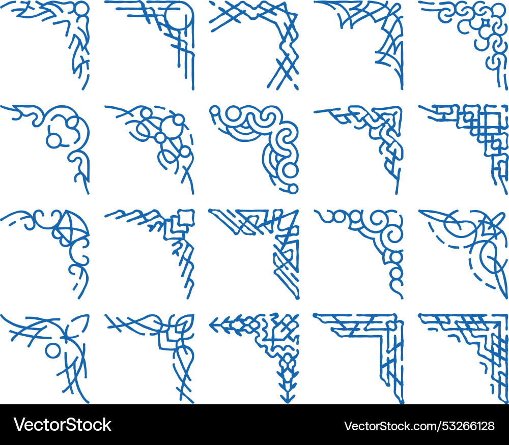 Corner decoration flat icon hand drawn Royalty Free Vector