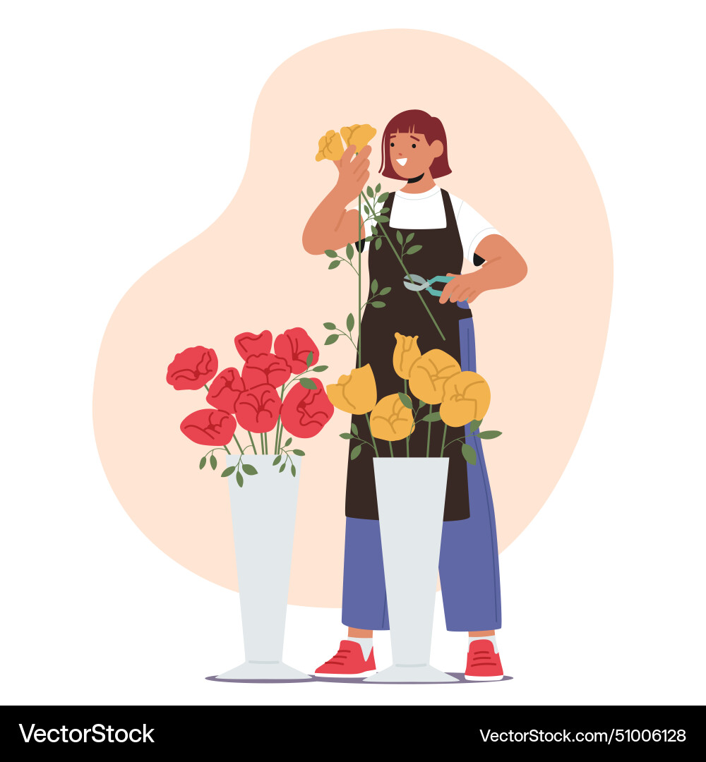 Florist character design arrange and sell Vector Image