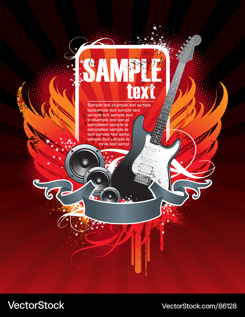 Musical theme with guitar Royalty Free Vector Image