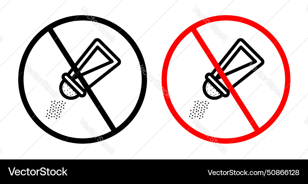 No salt sign icon set advisory on use symbol Vector Image