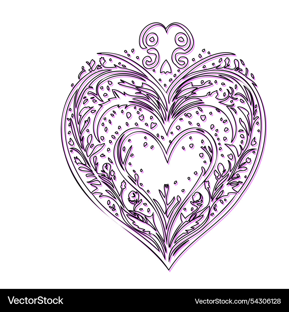 Ornate floral heart design Royalty Free Vector Image