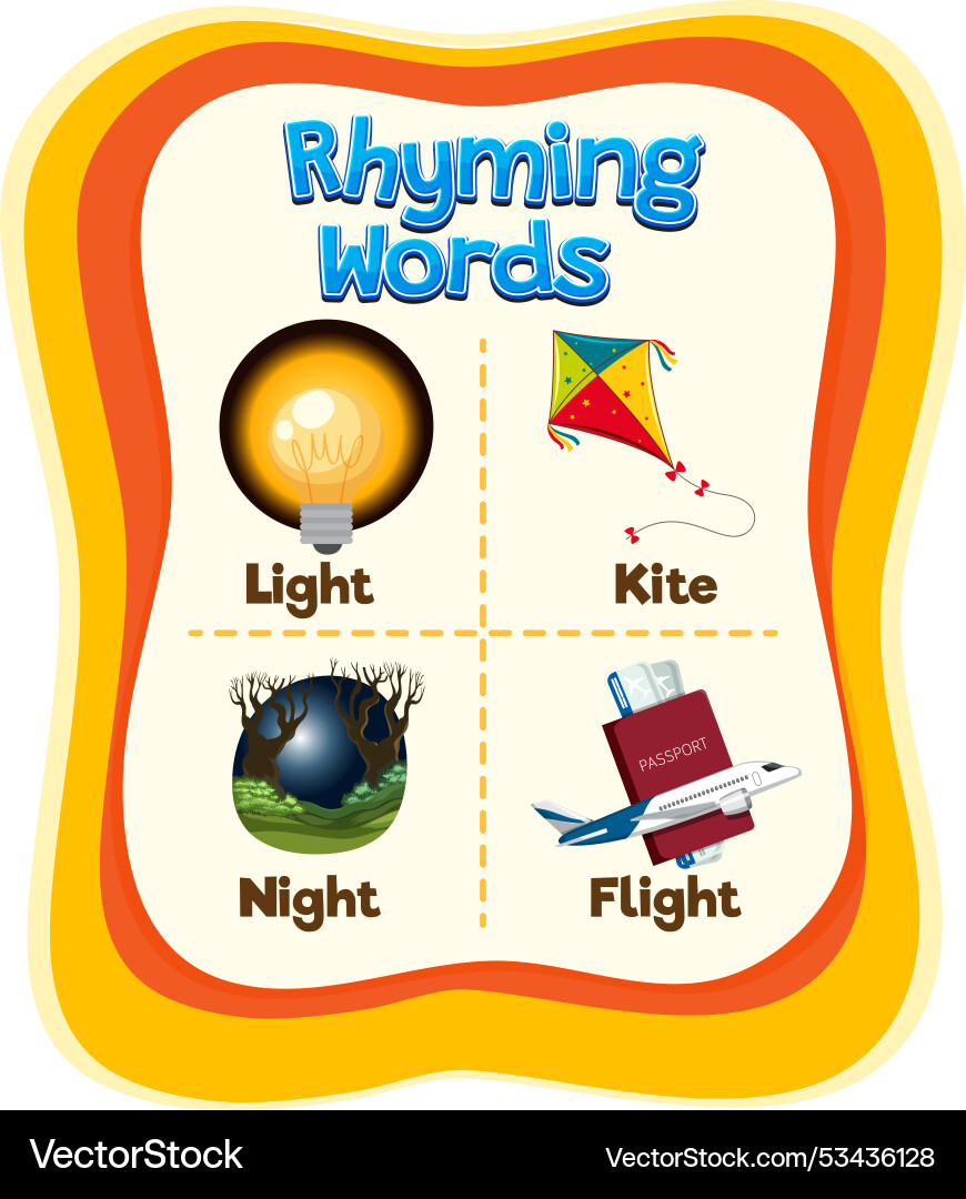 Rhyming words with images Royalty Free Vector Image