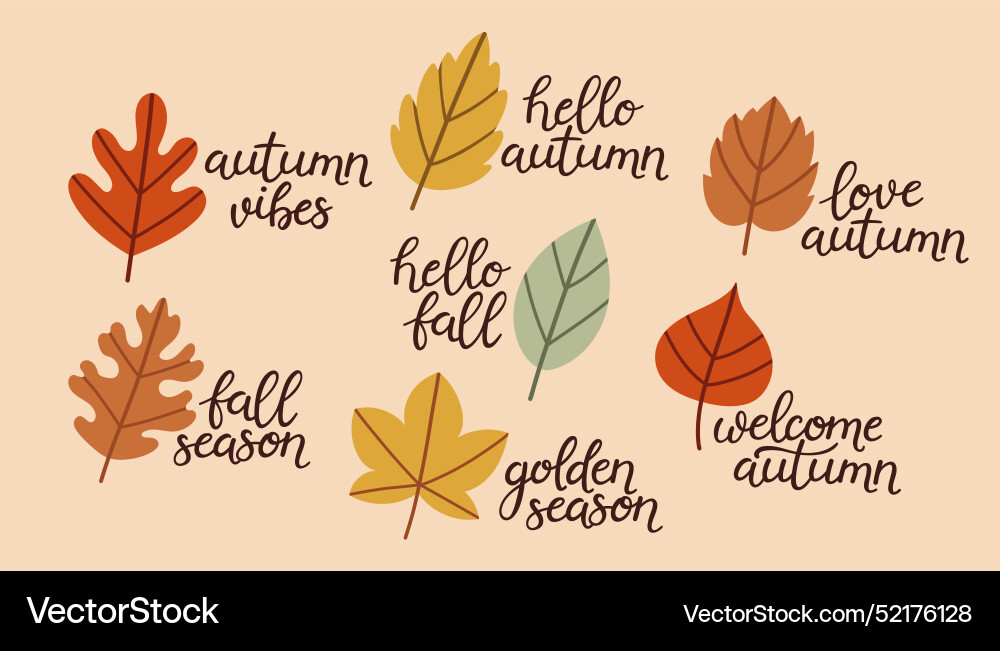 Simple leaf lettering set autumn of hand Vector Image