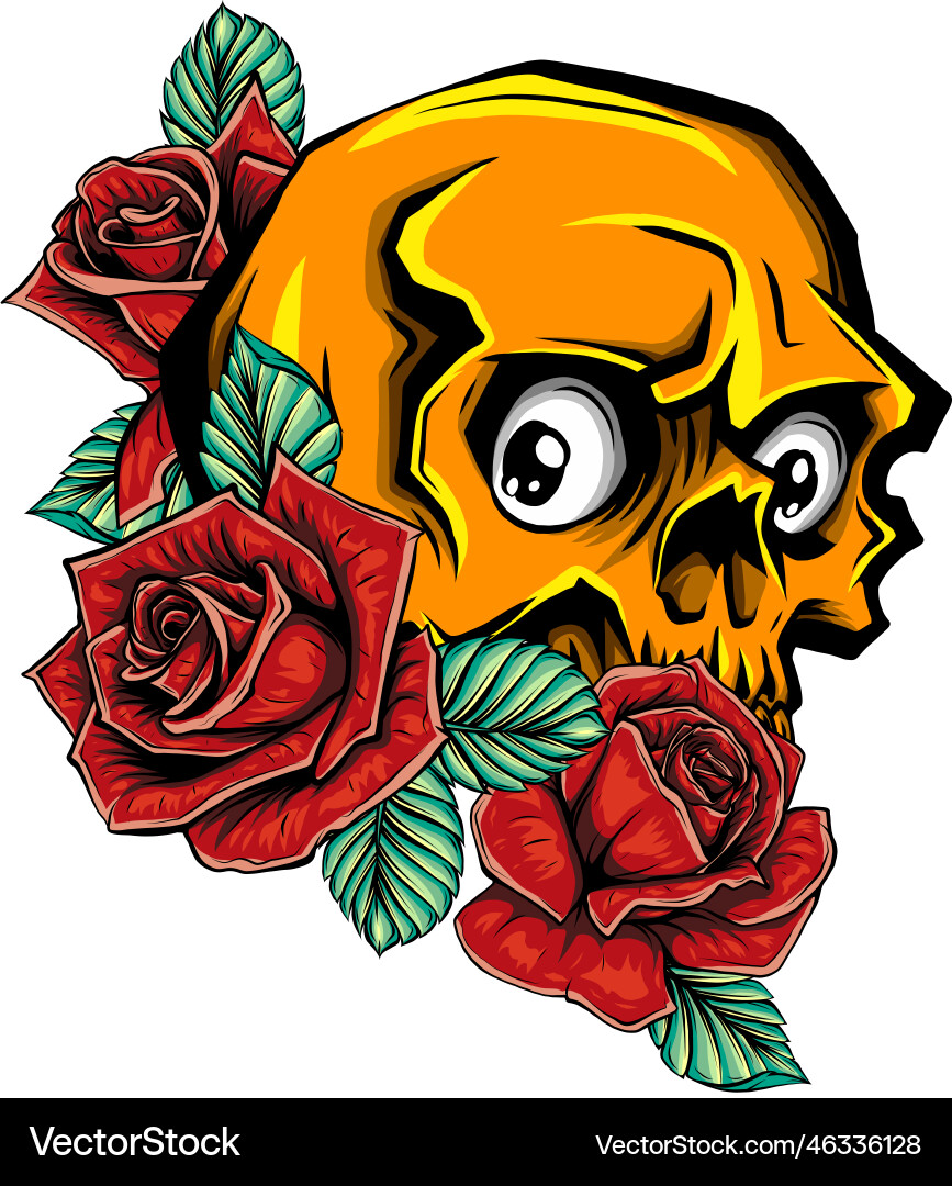 Skull with roses Royalty Free Vector Image - VectorStock