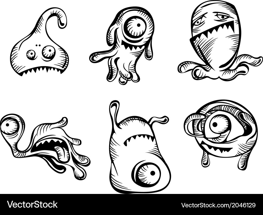 Cartoon Monster Set - Evil Creatures Royalty Free Vector