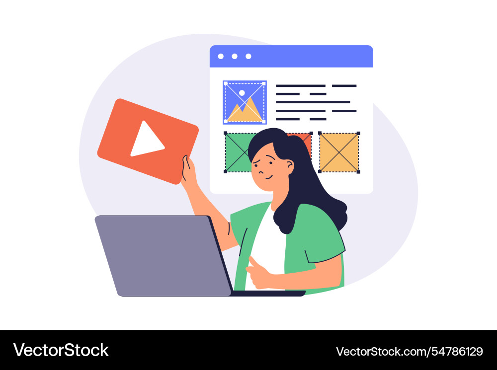 Content Manager Webkonzept mit flacher Karikatur Vektorbild