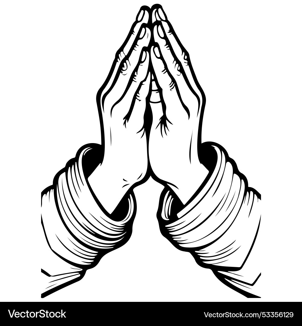 Drawing cartoon praying hands vintage Royalty Free Vector