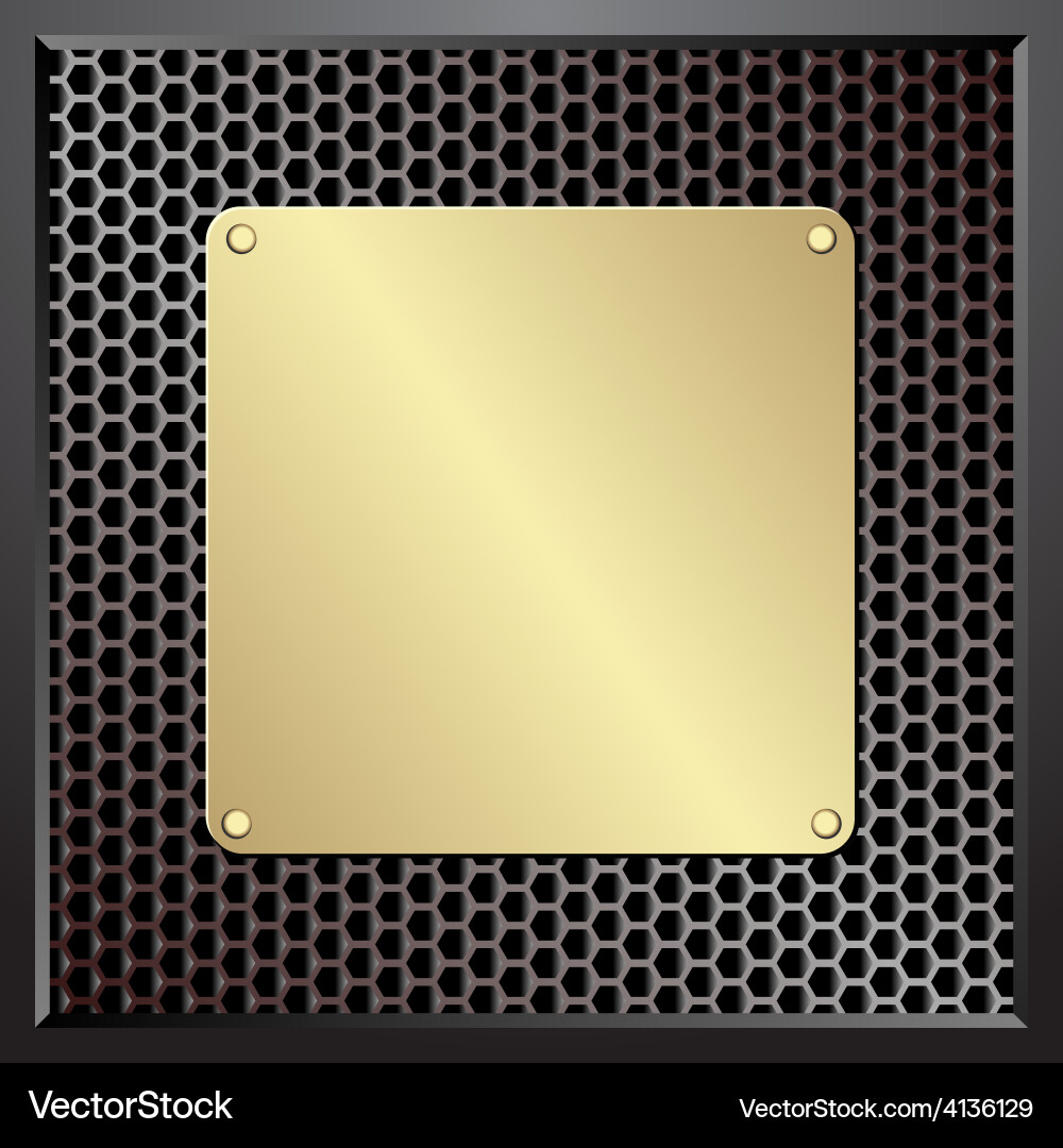 Golden plaque on dark textured background Vector Image