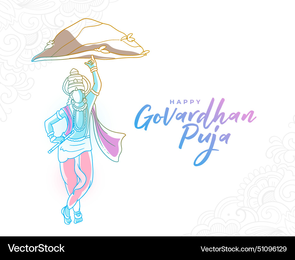Hand drawn govardhan puja event background Vector Image