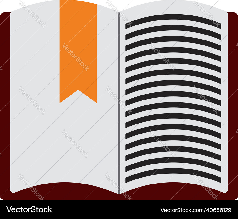 Icon of open book with bookmark Royalty Free Vector Image