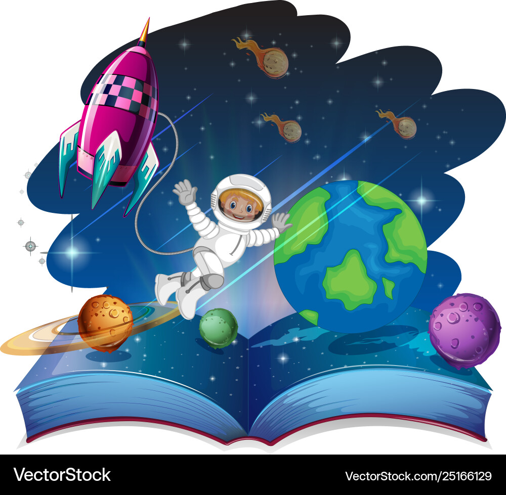 Pop up book space scene Royalty Free Vector Image