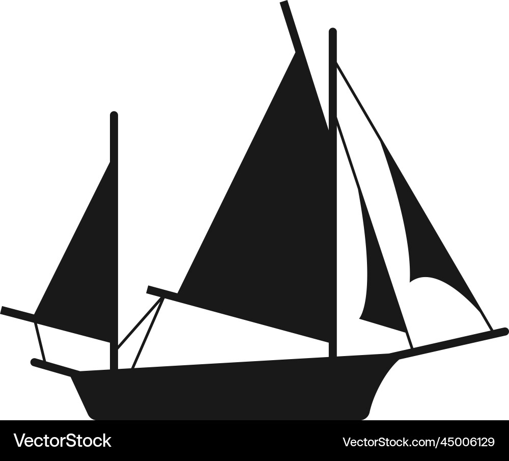Retro sail ship icon black marine boat Royalty Free Vector