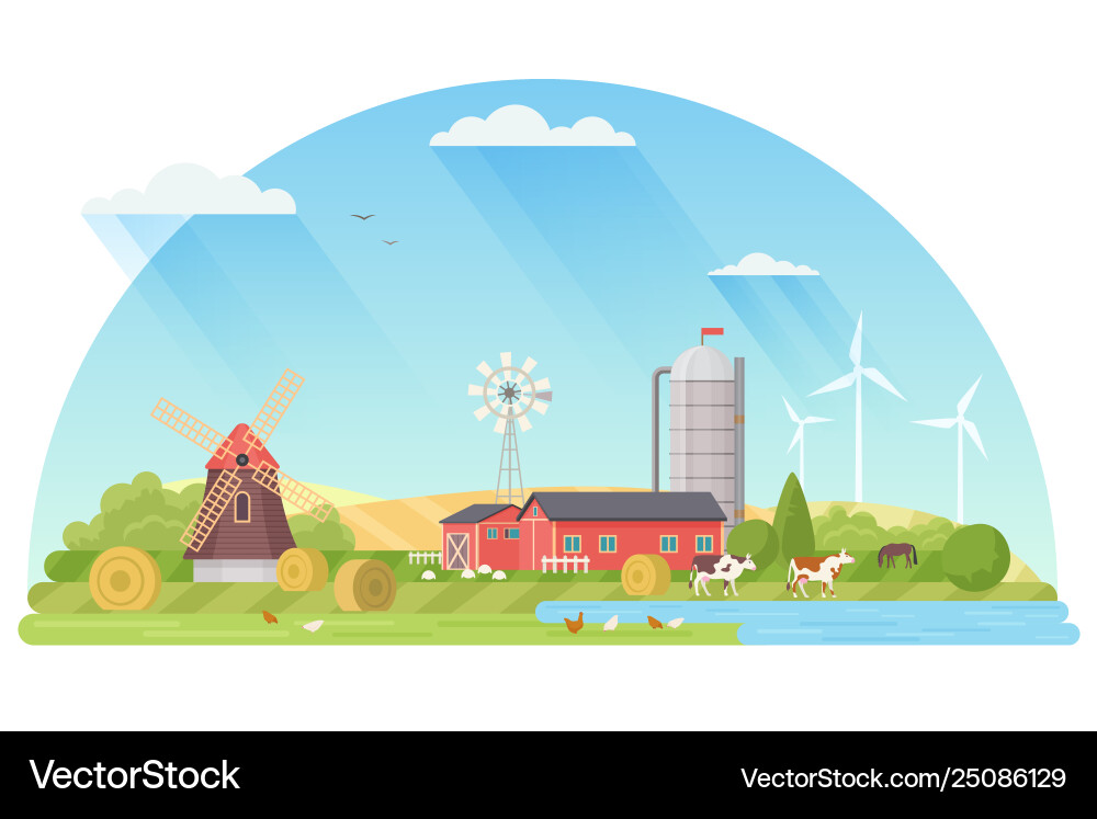 Rural Farming Landscape Royalty Free Vector Image