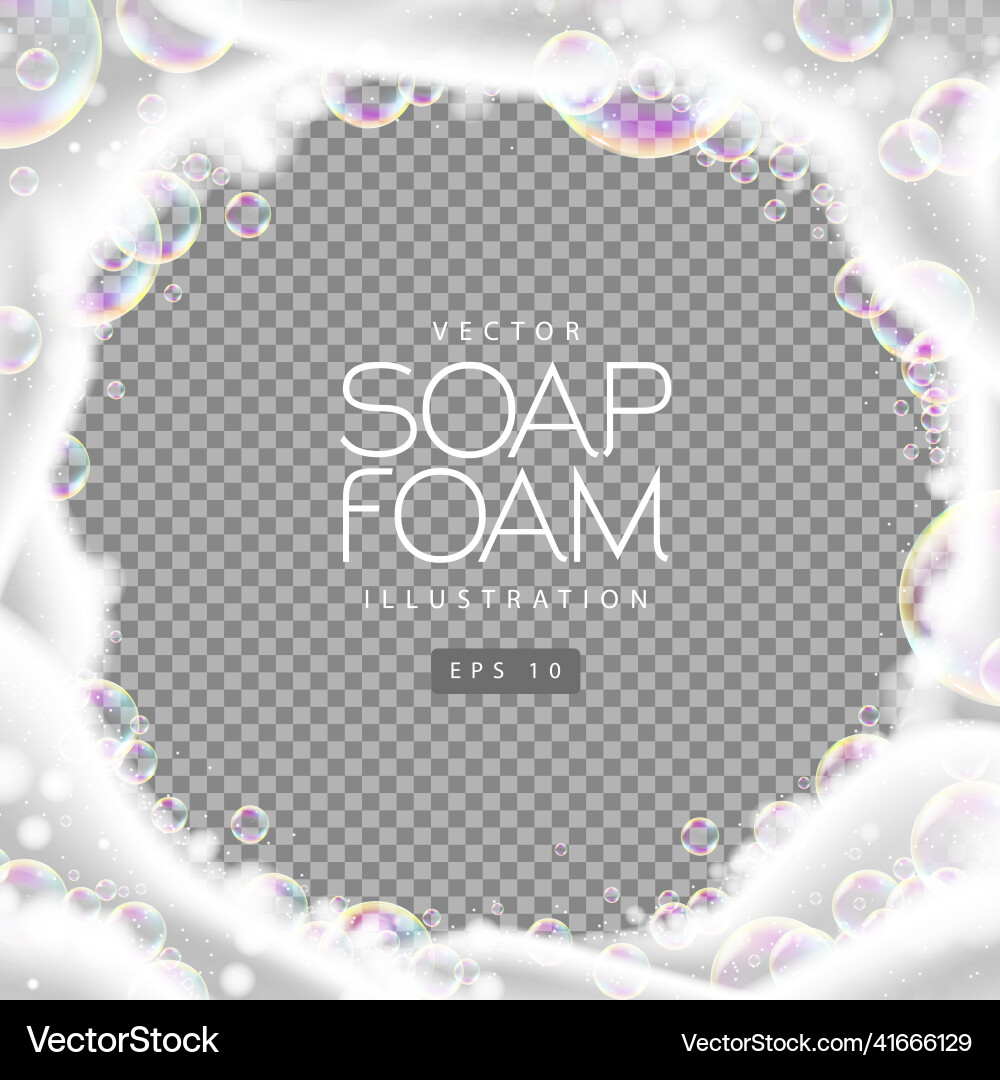 Soap foam with rainbow bubbles Royalty Free Vector Image