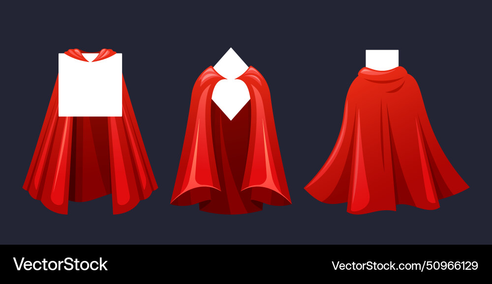 Vibrant red superhero cloaks flowing majestically Vector Image