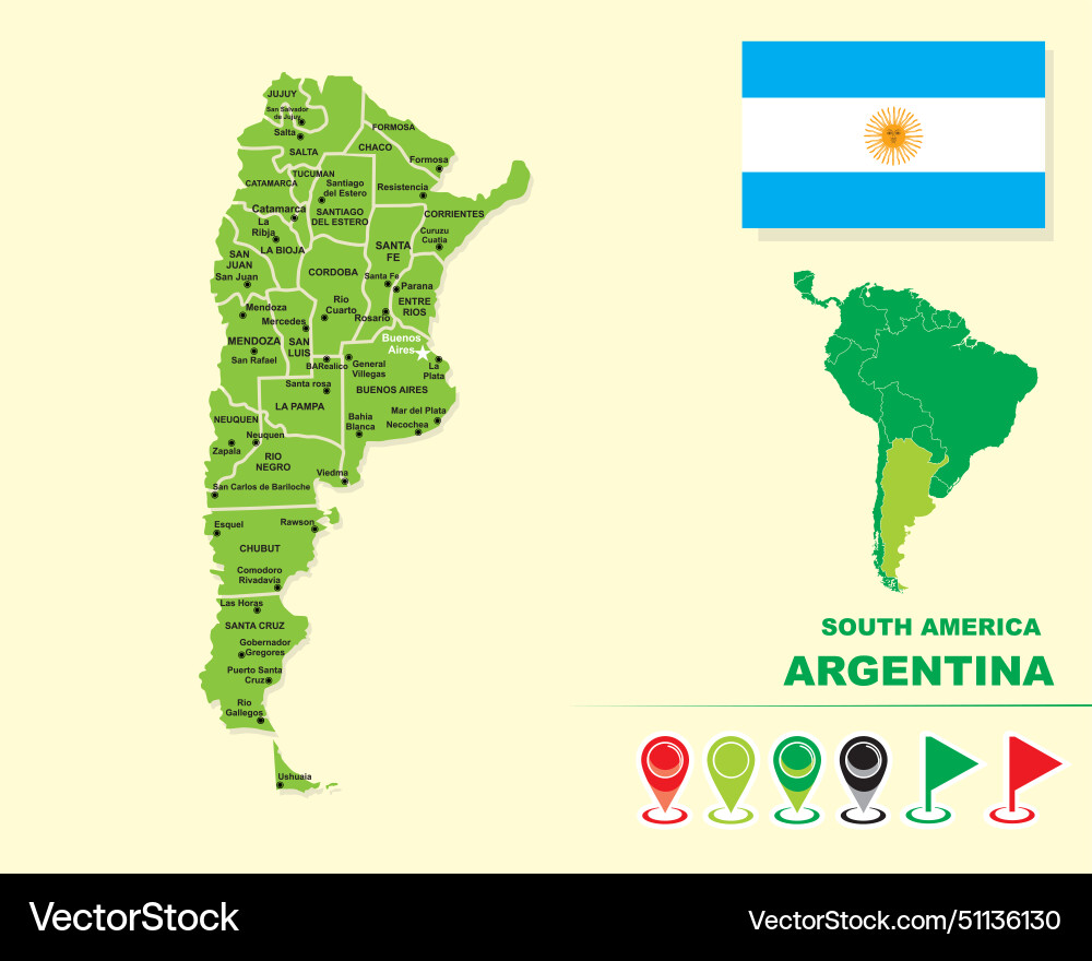 Argentina map Royalty Free Vector Image - VectorStock