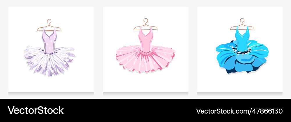 Ballet tutu on a hanger set Royalty Free Vector Image