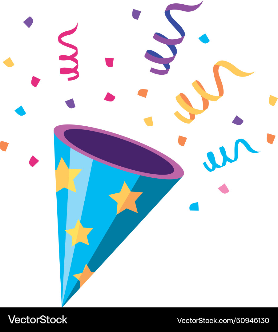 Birthday party horn confetti Royalty Free Vector Image