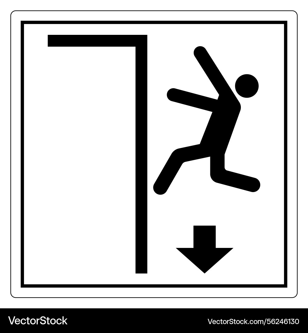 Caution falling hazard sign with simple icon Vector Image