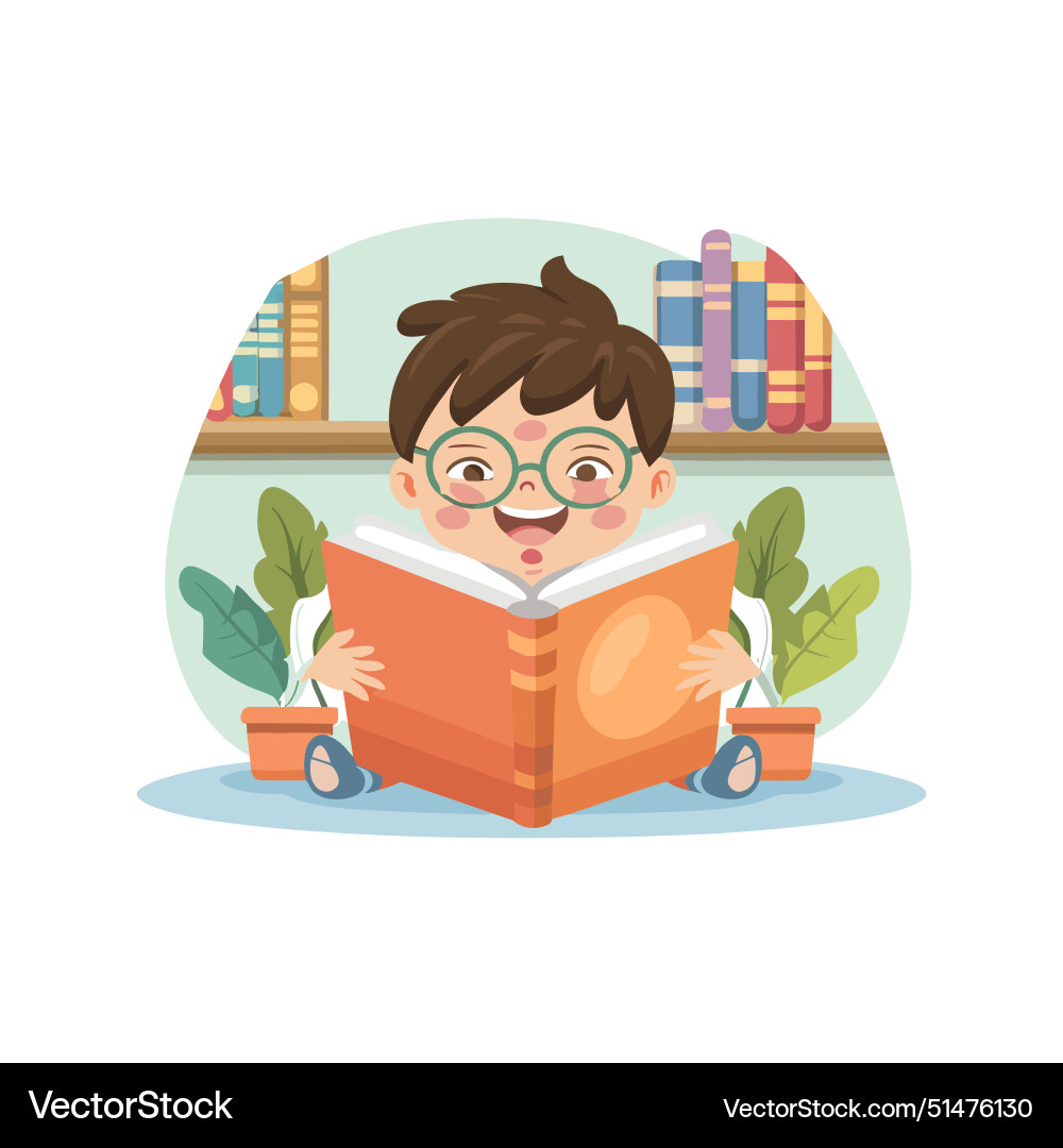 Children reading book concept Royalty Free Vector Image