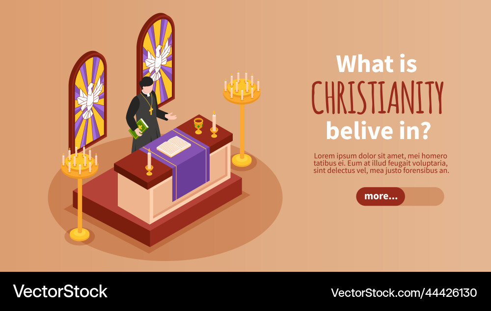 Christianity isometric horizontal banner Vector Image