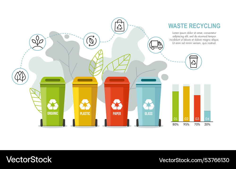 Colorful recycling bins for waste separation Vector Image
