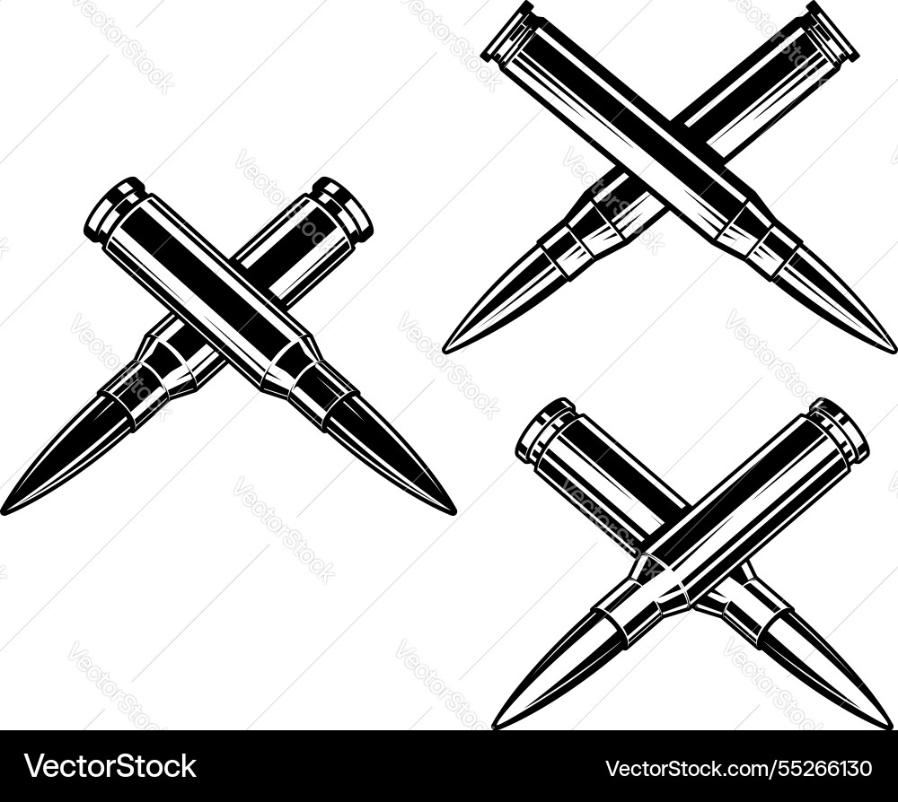 Crossed bullets cartridges from assault rifle Vector Image