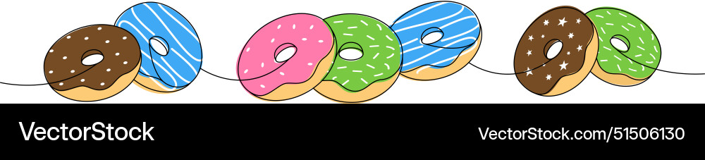 Doughnuts set take away donuts one line colored Vector Image