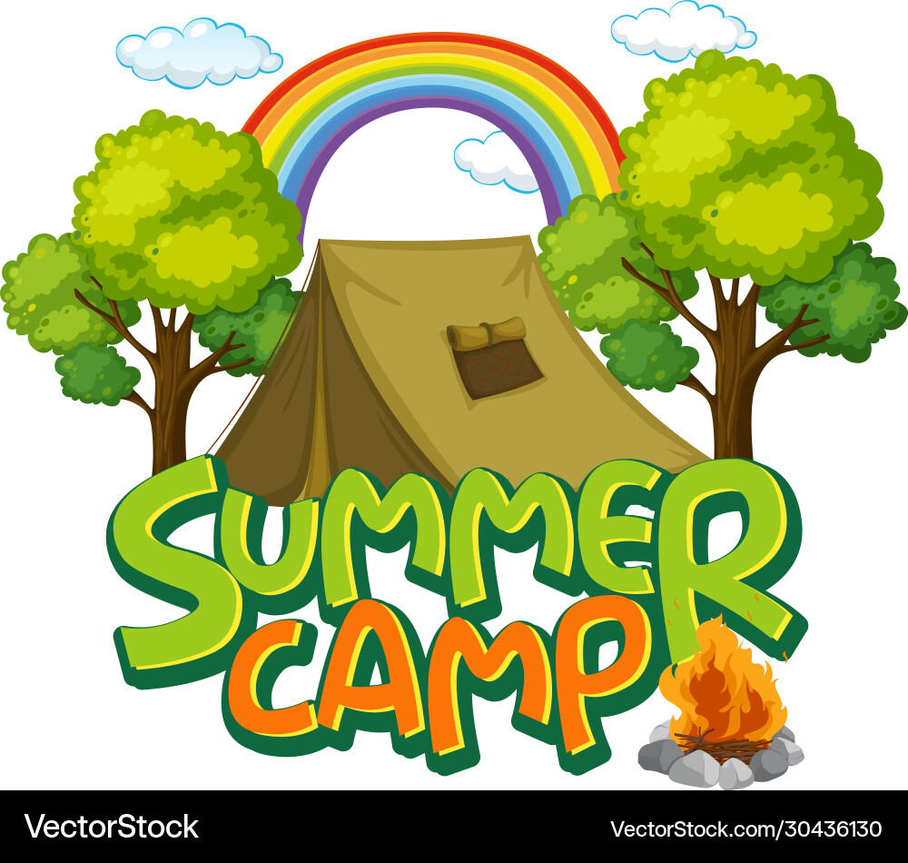 Font design for word summer camp with tent Vector Image