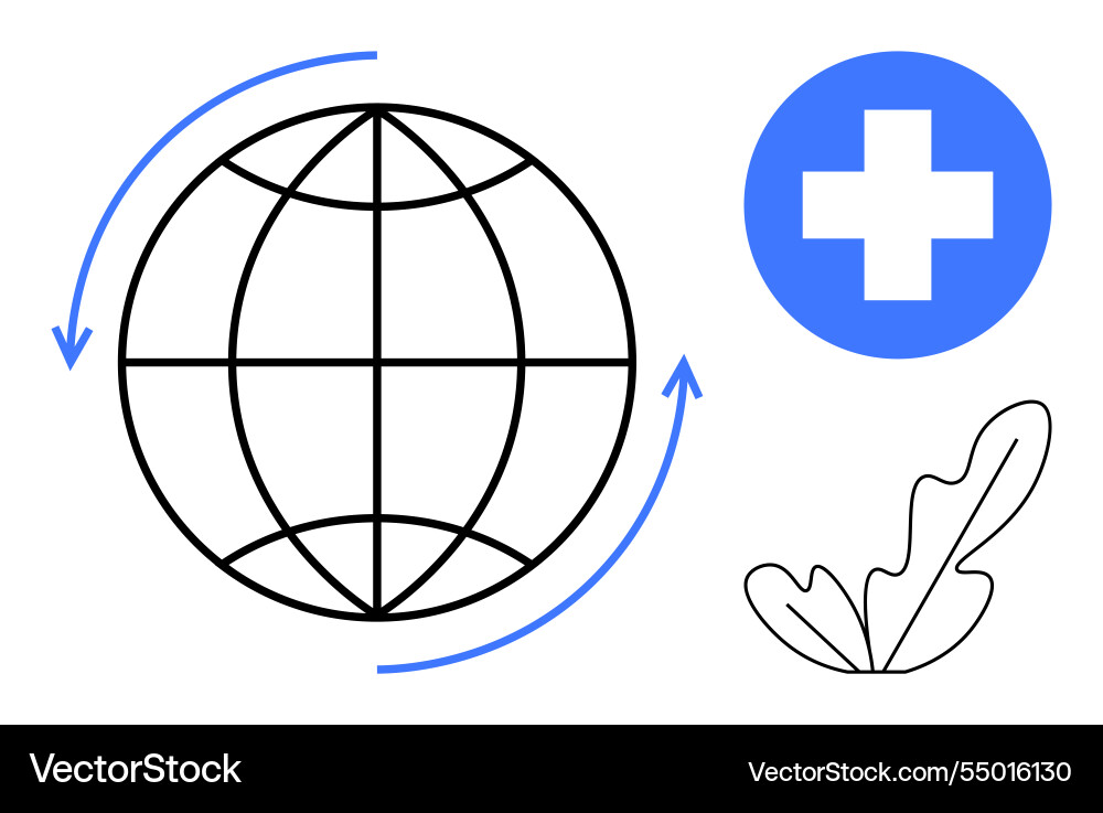Global health concept featuring globe with arrows Vector Image