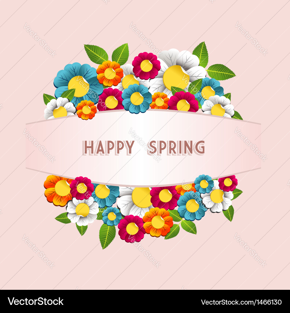 Happy spring flower card Royalty Free Vector Image