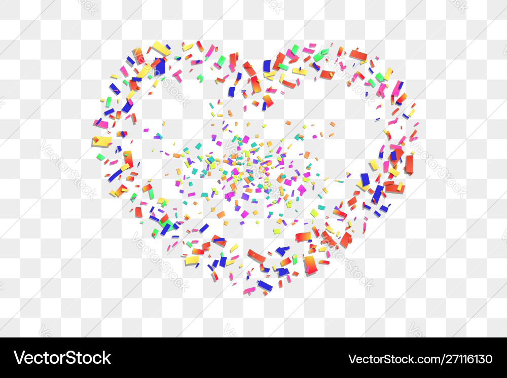 Heart confetti isolated white transparent Vector Image