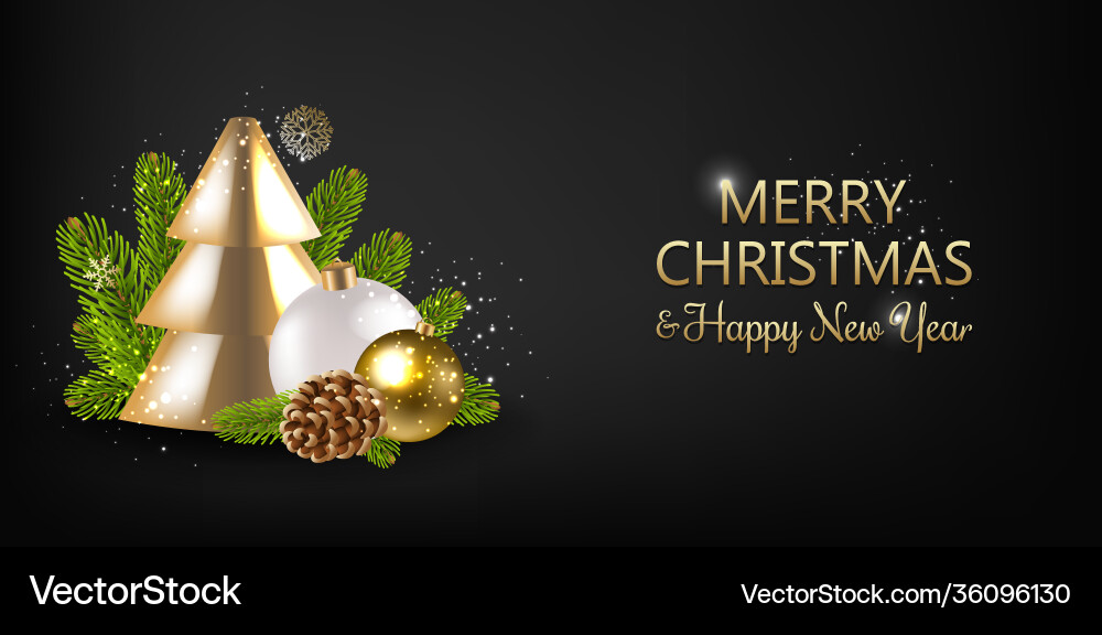 Merry christmas tree postcard with red background Vector Image