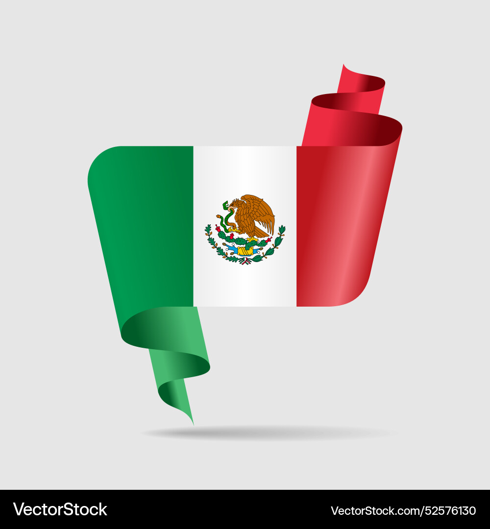 Mexican flag wavy ribbon background Royalty Free Vector