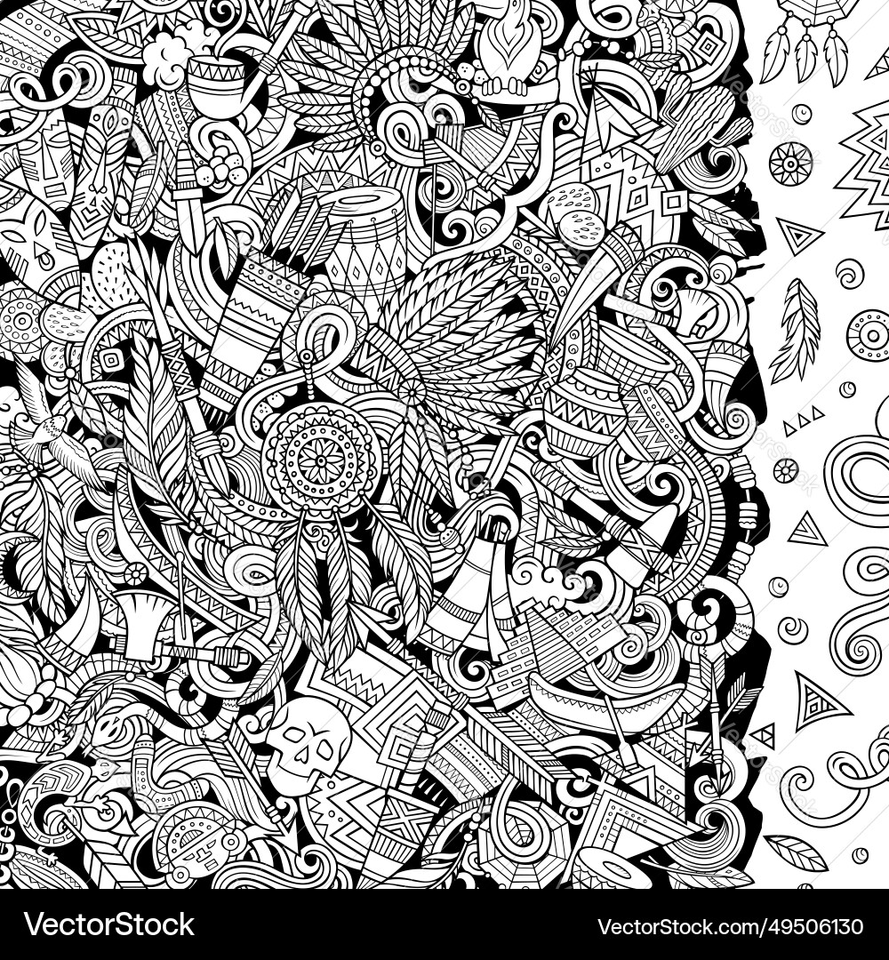Native American Tribal Doodle Frame Royalty Free Vector