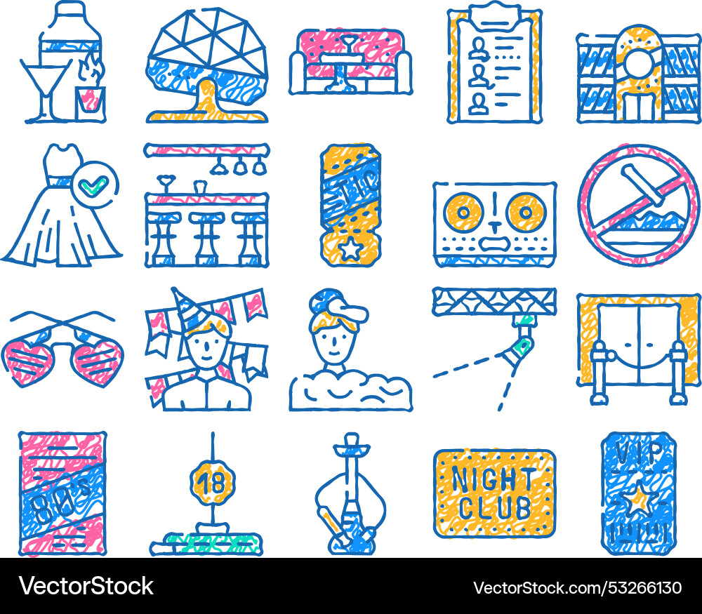 Night club dance party icon hand drawn Royalty Free Vector