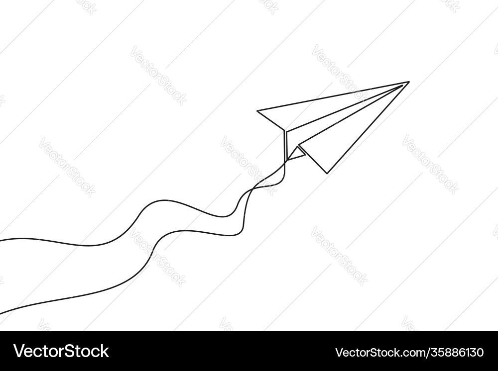 Paper plane continuous one line drawing Royalty Free Vector
