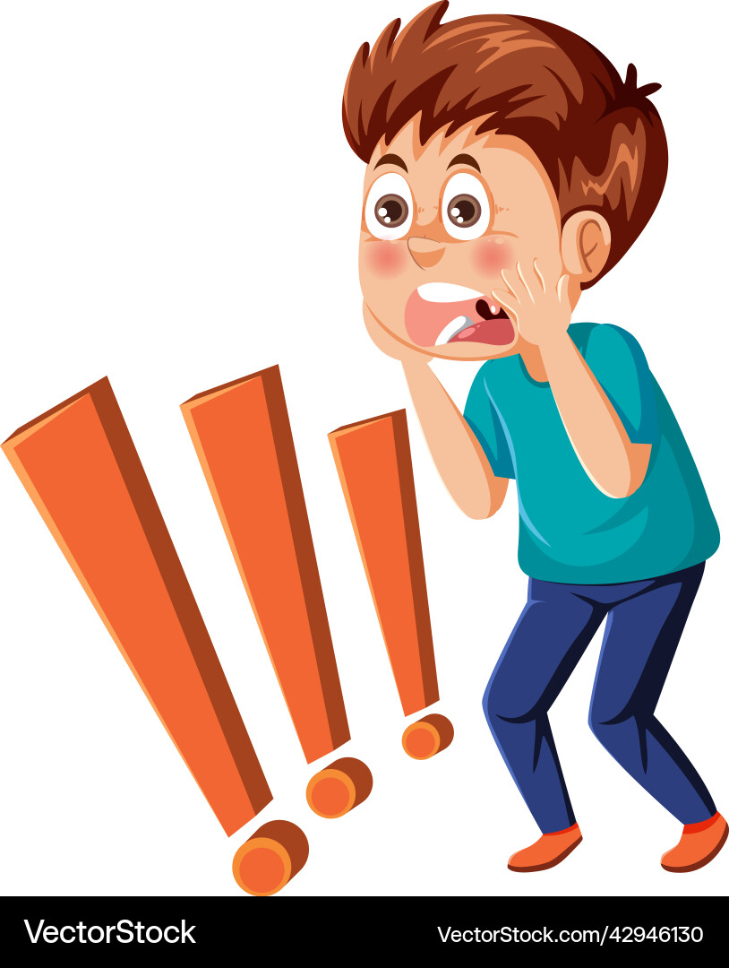 Shocked boy cartoon character Royalty Free Vector Image