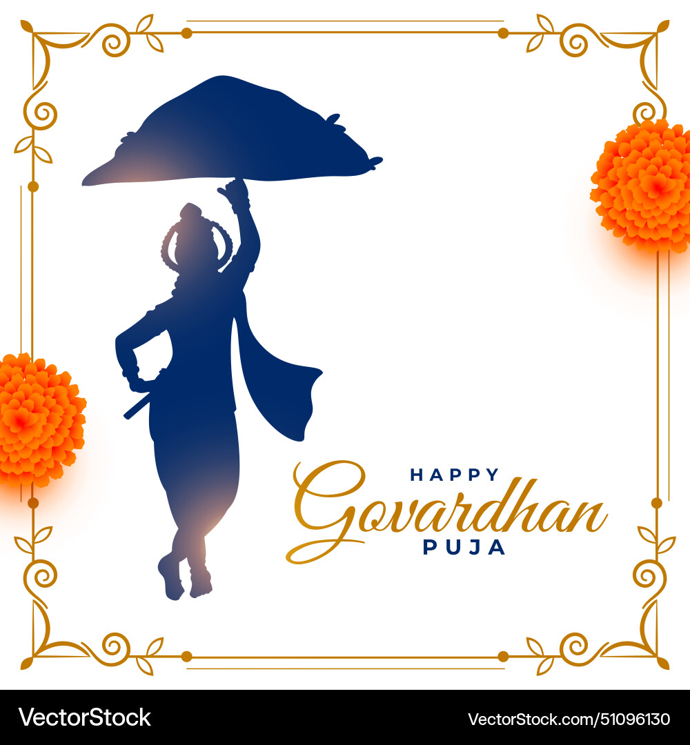 Traditional govardhan puja wishes background Vector Image