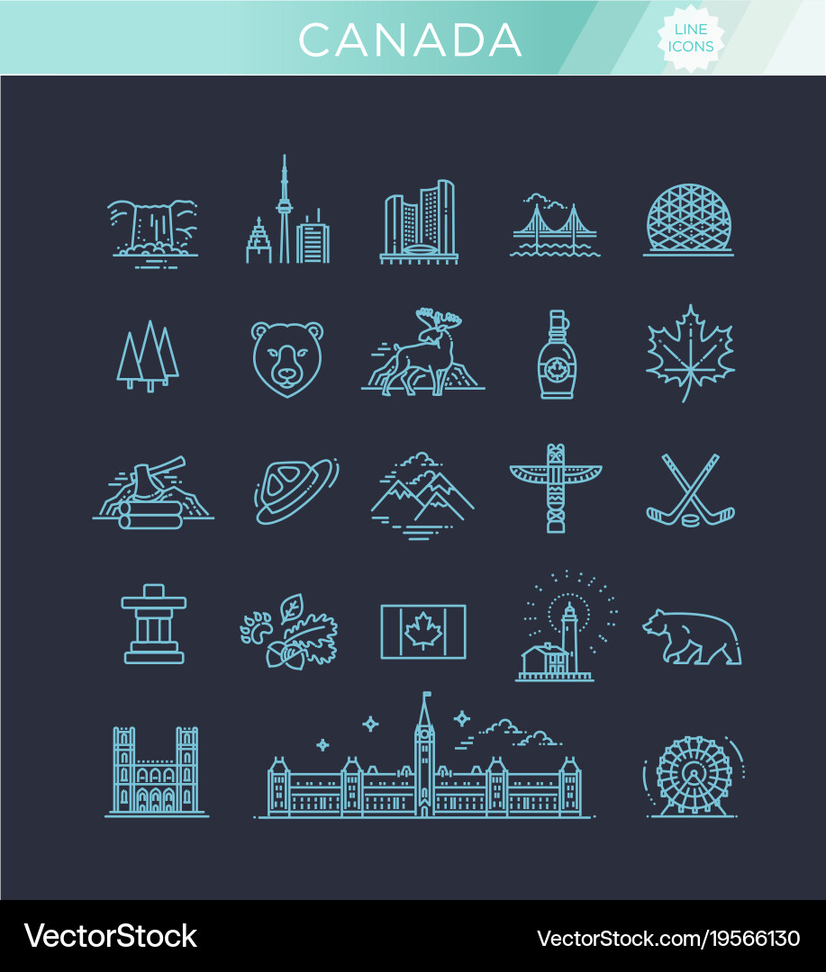 Travel canada traditional objects Royalty Free Vector Image