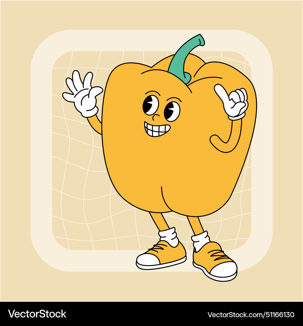 Vintage groovy paprika character Royalty Free Vector Image