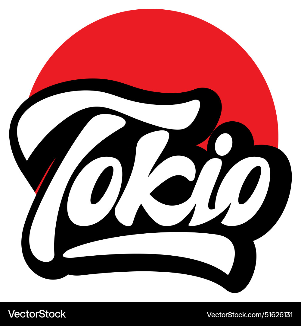 Calligraphy lettering tokyo color Royalty Free Vector Image