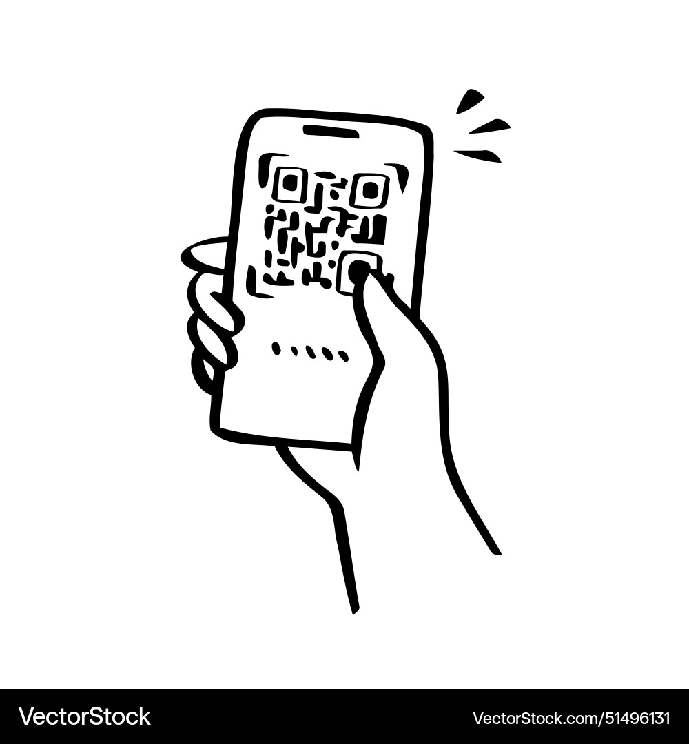 Doodle scan qr code isoliert Lizenzfreies Vektorbild