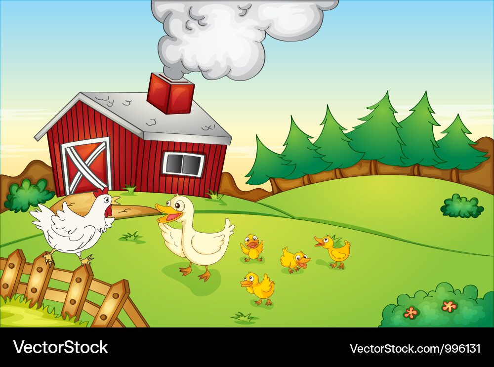 Farm scene Royalty Free Vector Image - VectorStock