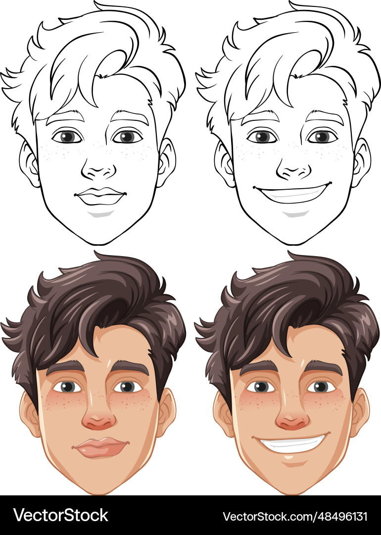 Handsome man faces in art Royalty Free Vector Image