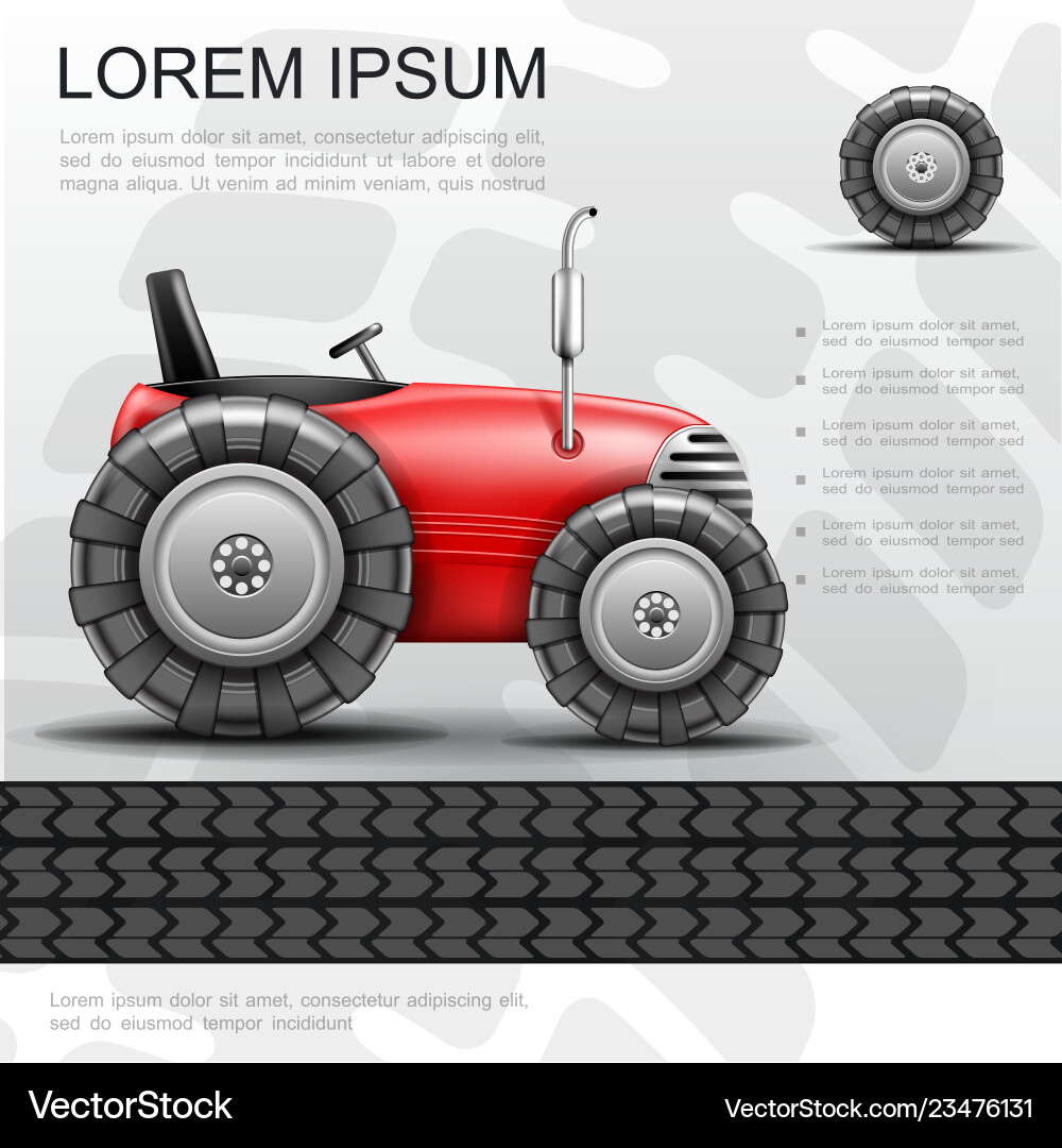 Red mini tractor template Royalty Free Vector Image