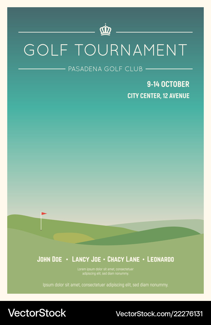 Retro Golf Tournament Poster Royalty Free Vector Image
