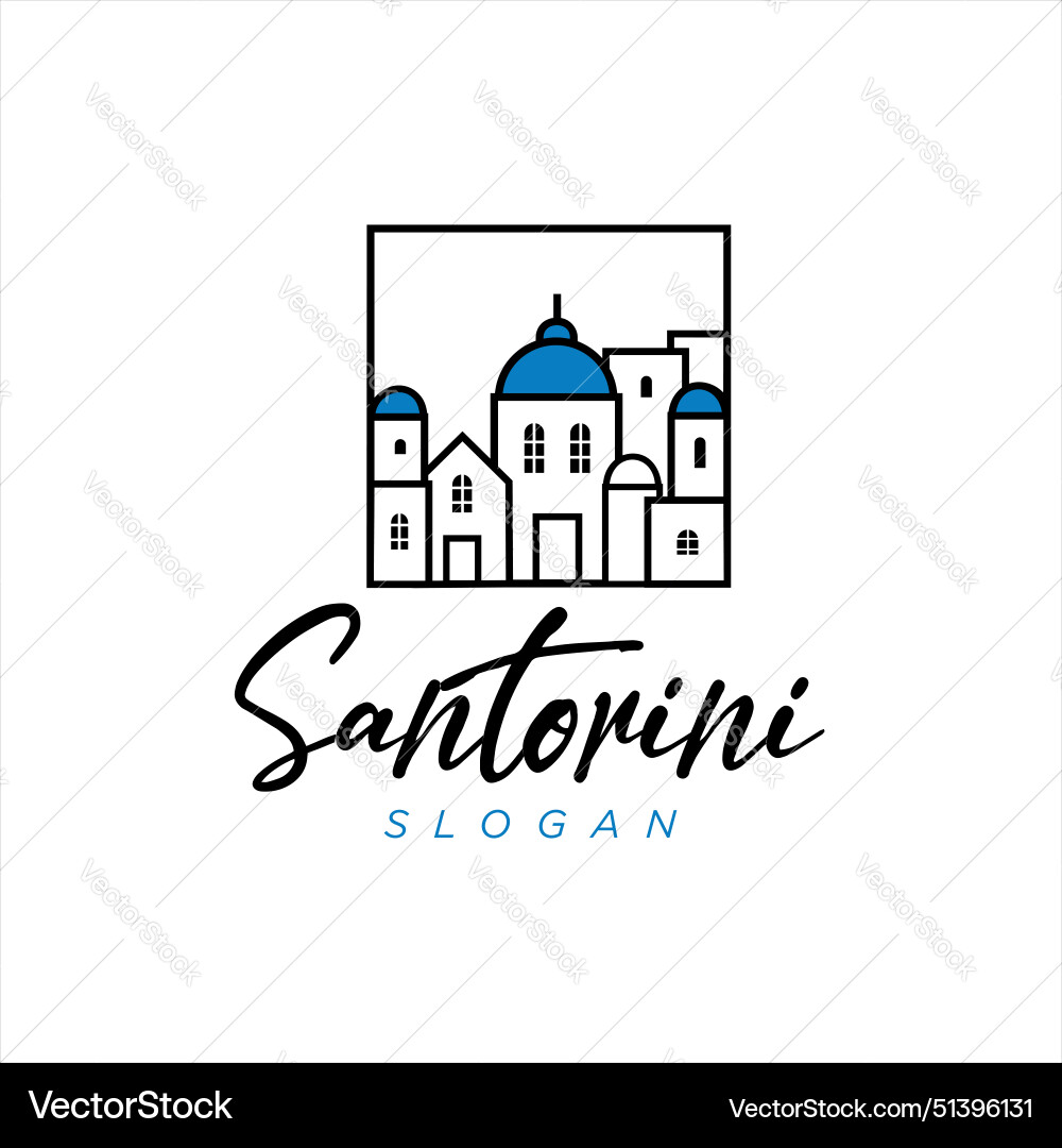 Santorini greek island logo line design template Vector Image