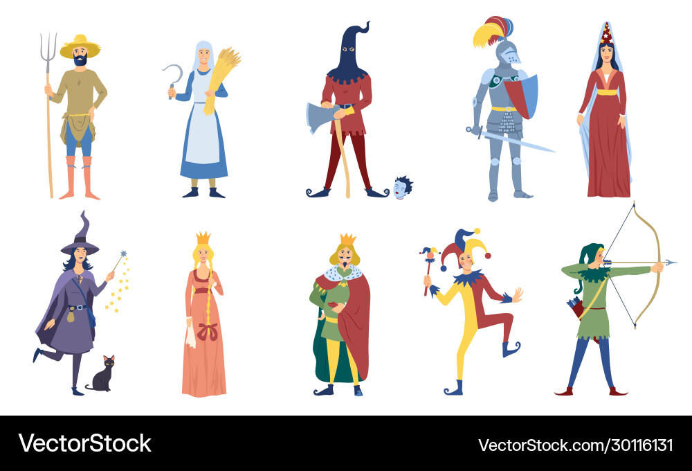 Set medieval characters Royalty Free Vector Image
