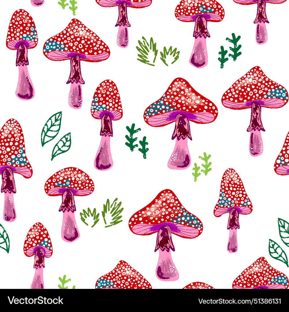 Texture mushrooms fly agarics mushroom organic Vector Image